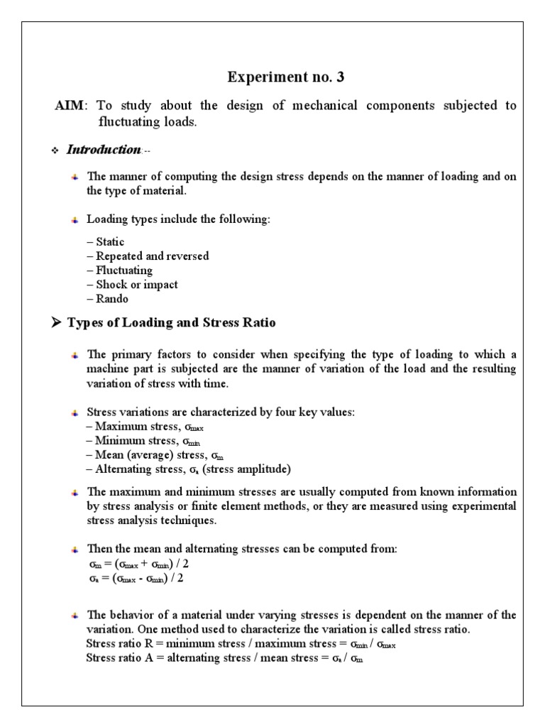 Design of mechanical components under fluctuating loads | PDF | Stress ...