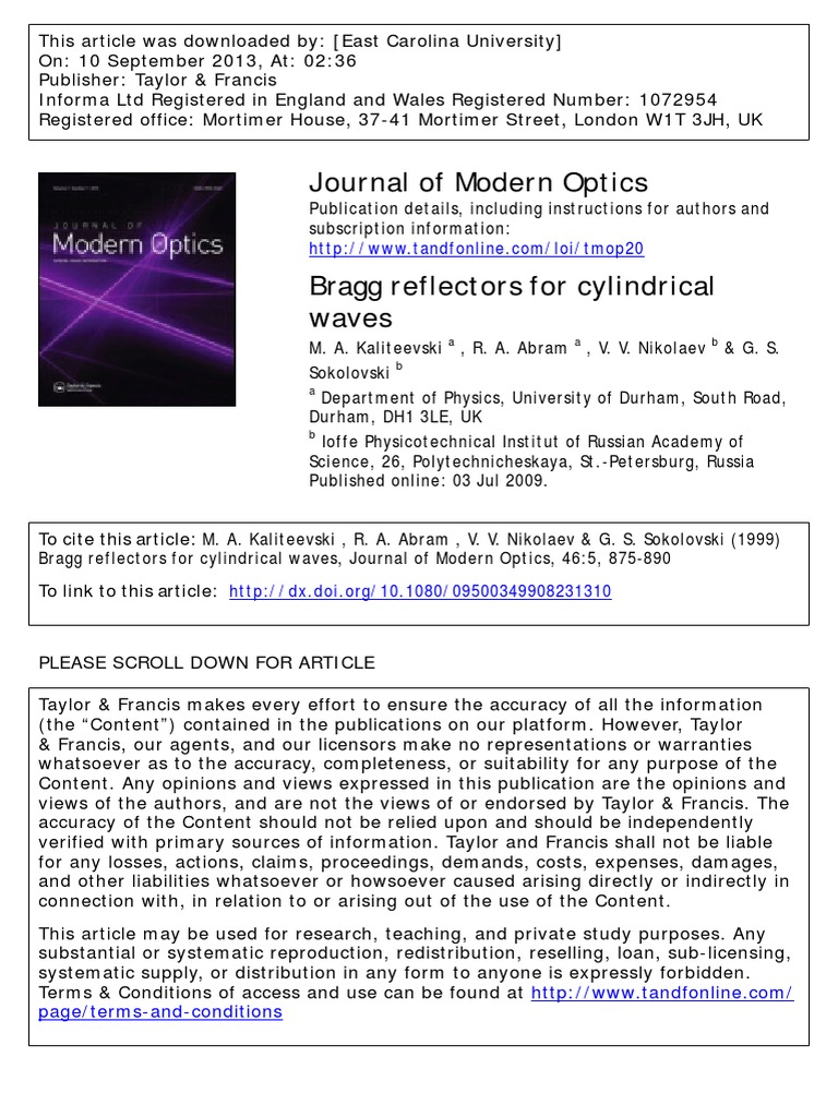 20 Bragg Reflectors For Cylindrical Waves | PDF | Waves | Reflection (Physics)