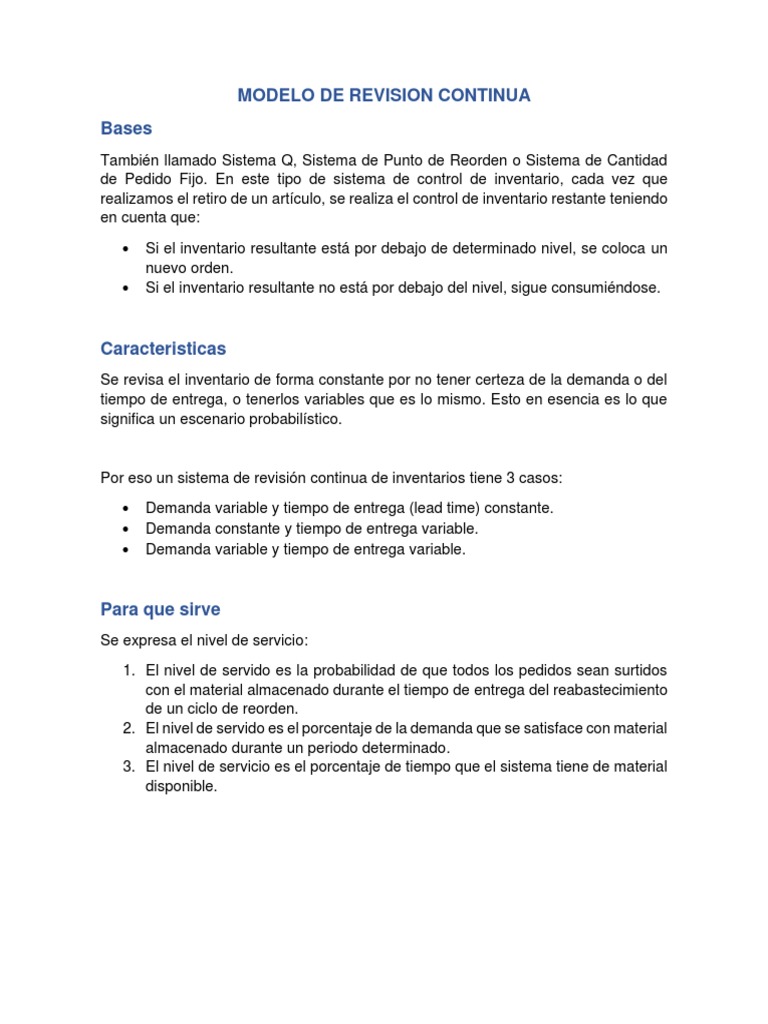 Modelo de Revision Continua 2 | PDF | Inventario | Business Modelo de Revision Continua 2 | PDF | Inventario | Business