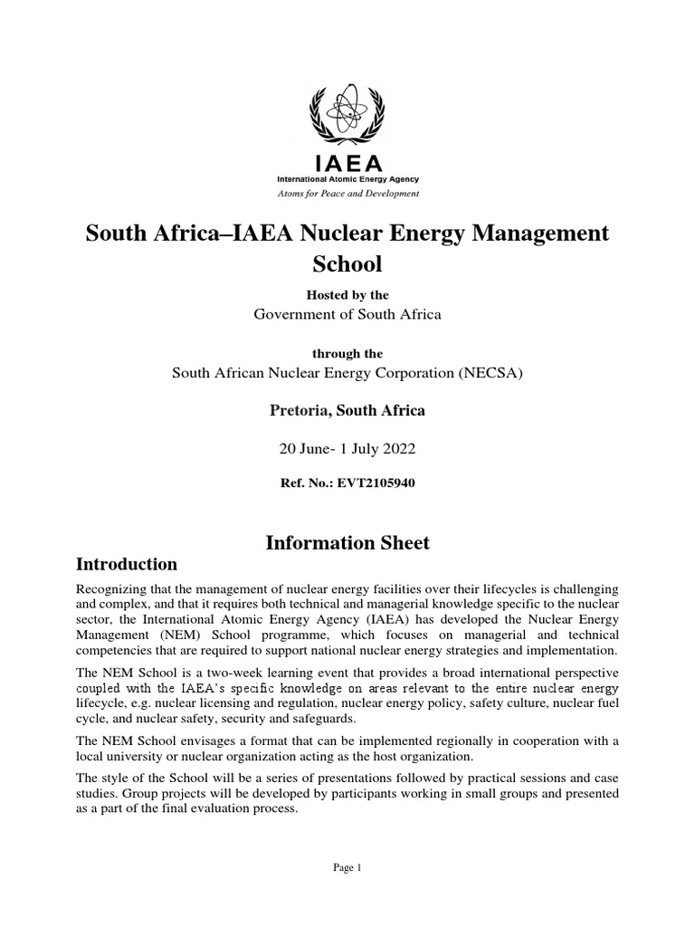 Info Sheet Nuclear Energy Management School 1645089119 | PDF ...