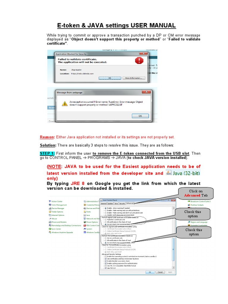 E-token & Java Setup Guide | PDF | Java (Programming Language) | Java (Software Platform)