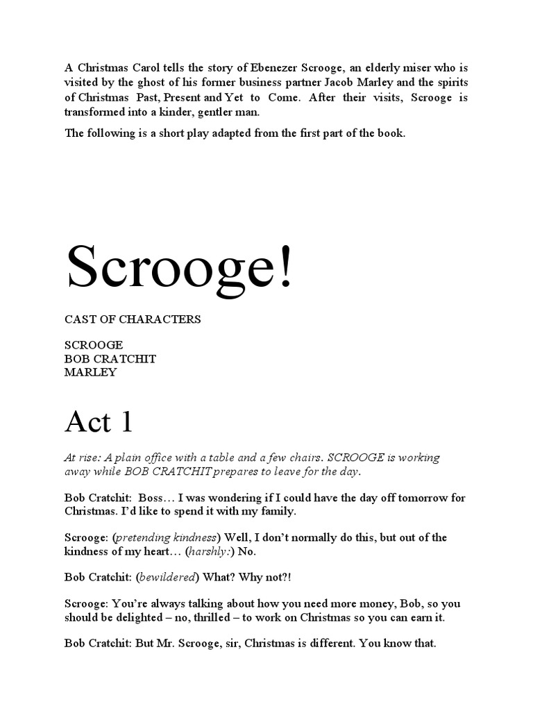 A Christmas Carol Short Play | PDF