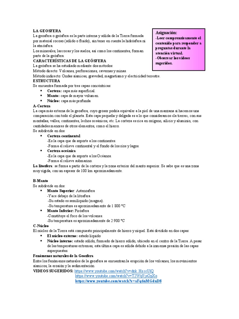 Características y Estructura de la Geosfera | PDF | Tierra | Placas ...