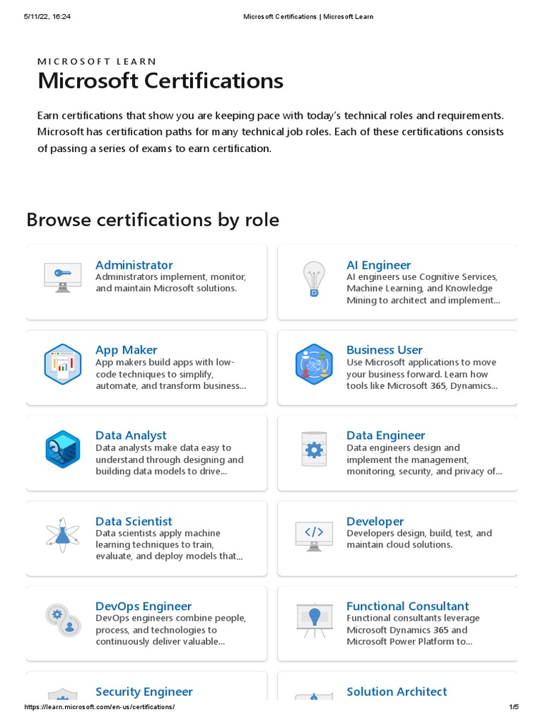 Microsoft Certifications Overview Guide | PDF | Computer Security ...