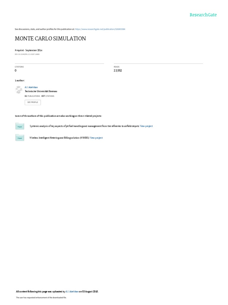 Montecarlo Simulation | PDF | Monte Carlo Method | Simulation