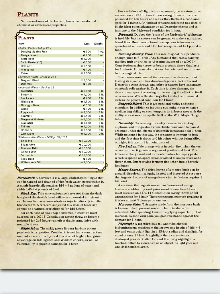 5e Official Plants Lists - 03 - 03 - 21 - GM Binder | PDF | Mushroom ...