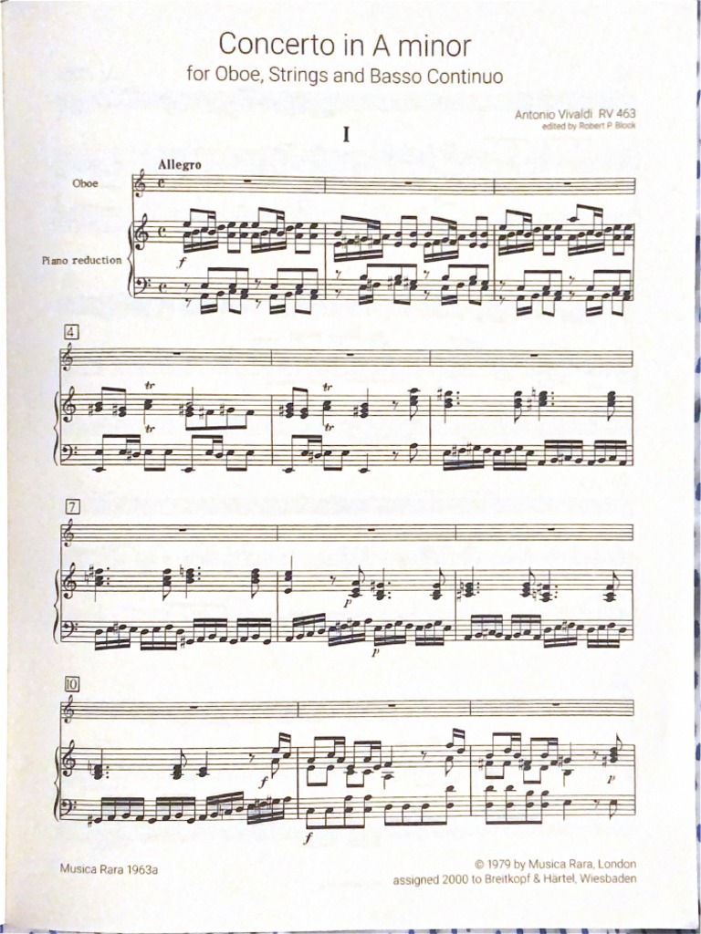 Vivaldi Oboe Concerto in A Minor (RV463) | PDF