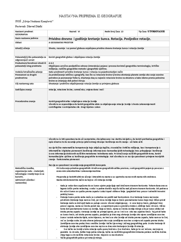 Prividno Dnevno I Godišnje Kretanje Sunca. Rotacija. Posljedice ...
