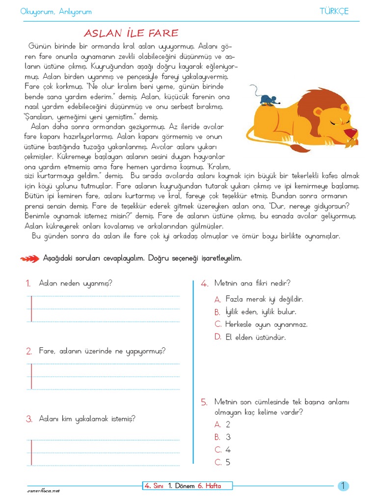 Sinif 6. Hafta Haftalik Odev Yeni | PDF