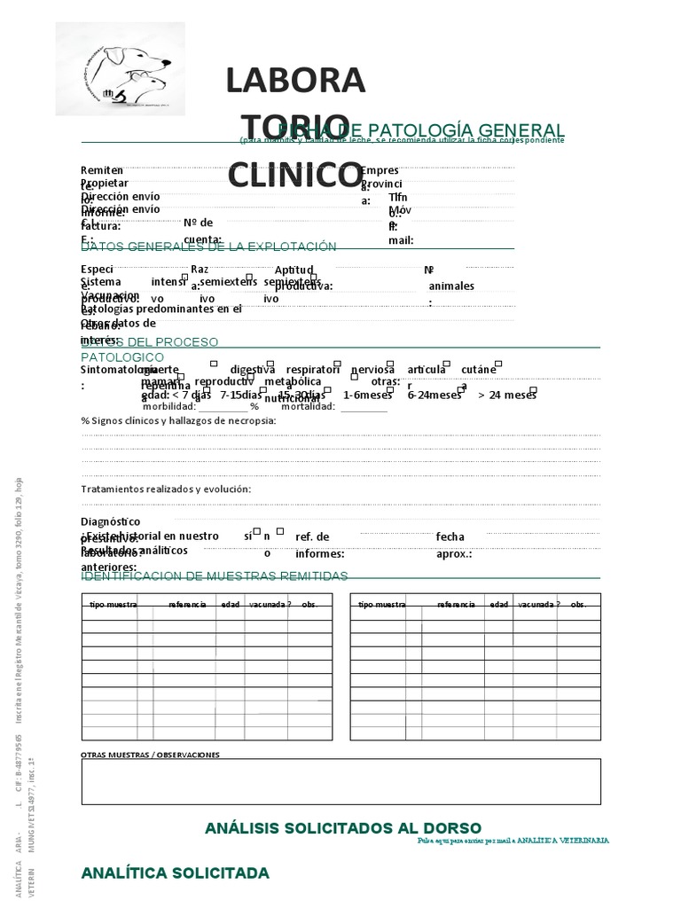 Ficha de Patologia General Formulario | PDF | Especialidades Medicas ...
