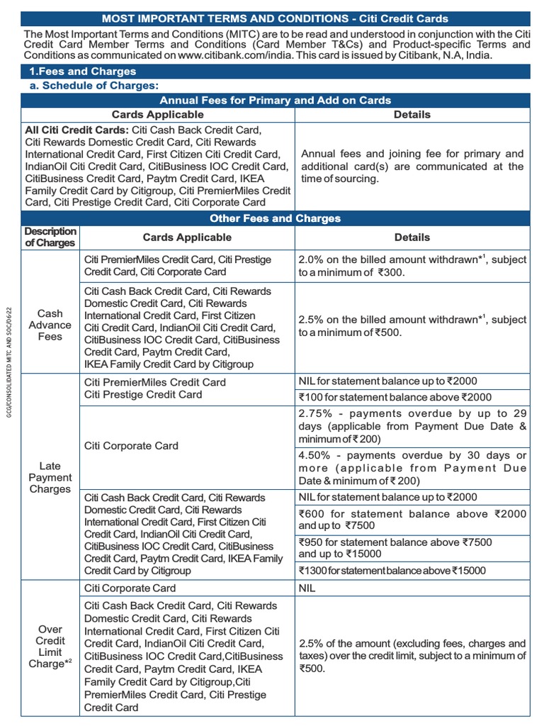 Citi Bank Card Payments | PDF | Credit Card | Interest