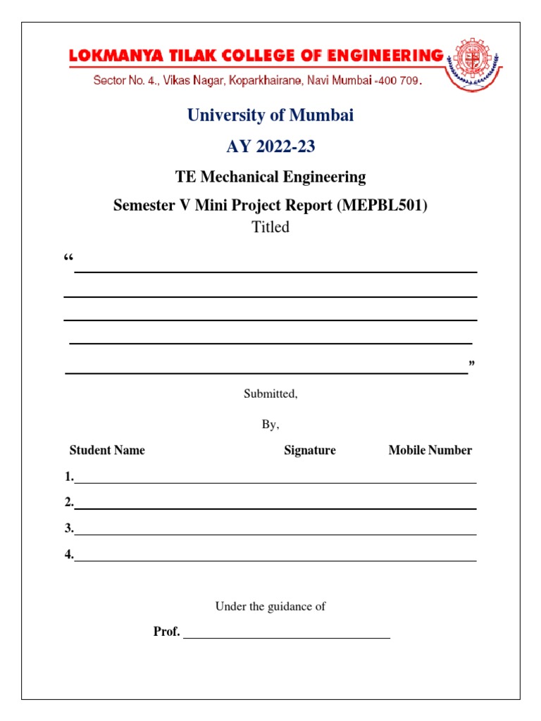 TE Mini Project Report Format | PDF | Written Communication