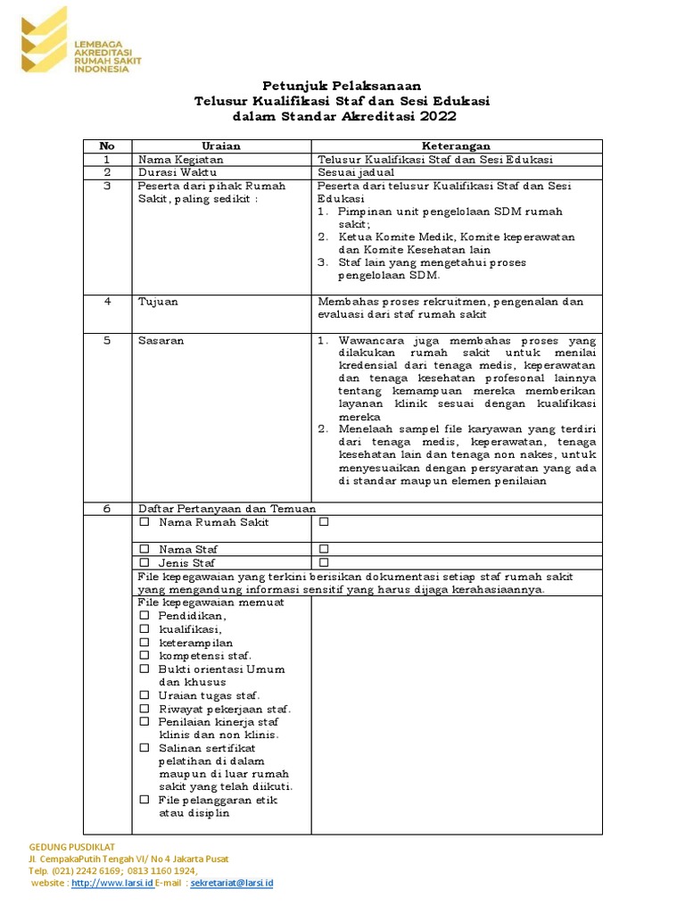 Petunjuk Pelaksanaan Telusur Staf | PDF