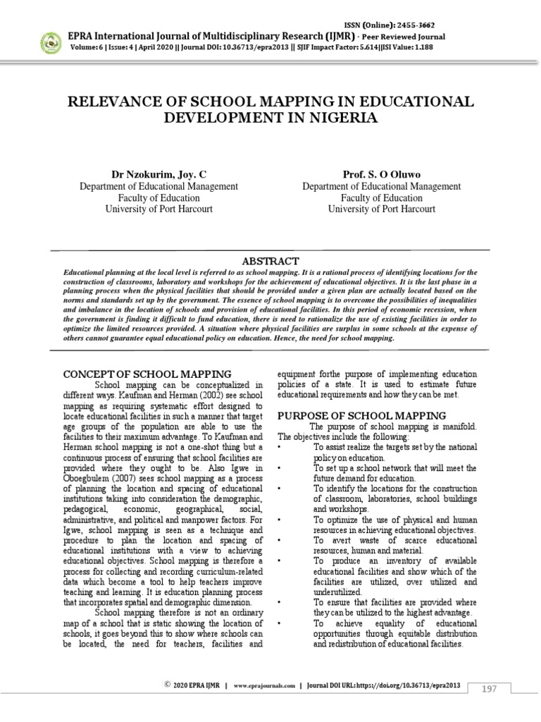 Relevance of School Mapping | PDF | Digital Object Identifier | Teachers