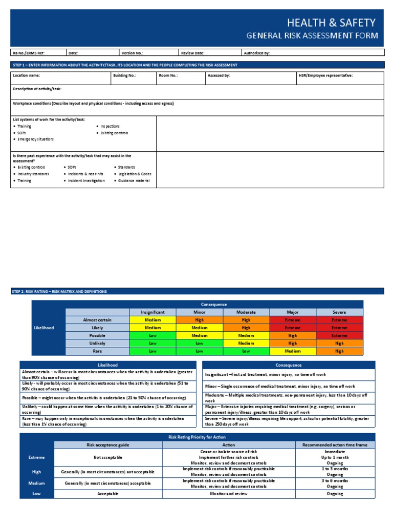 General Risk Assessment Form | PDF | Risk | Risk Assessment