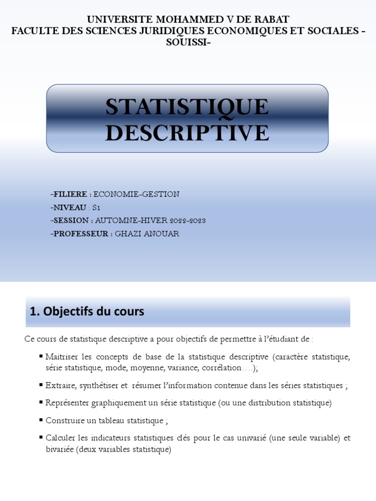 Chapitre 1 - SD - Partie1 | PDF | Statistiques | Statistique descriptive