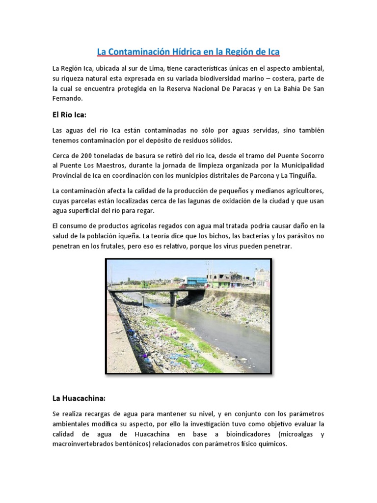 La Contaminación Hídrica en La Región de Ica | PDF