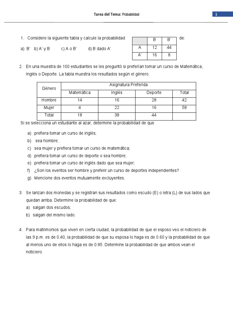 Tarea U2 T3 Actividad de Aprendizaje | PDF | Probabilidad | Matemáticas