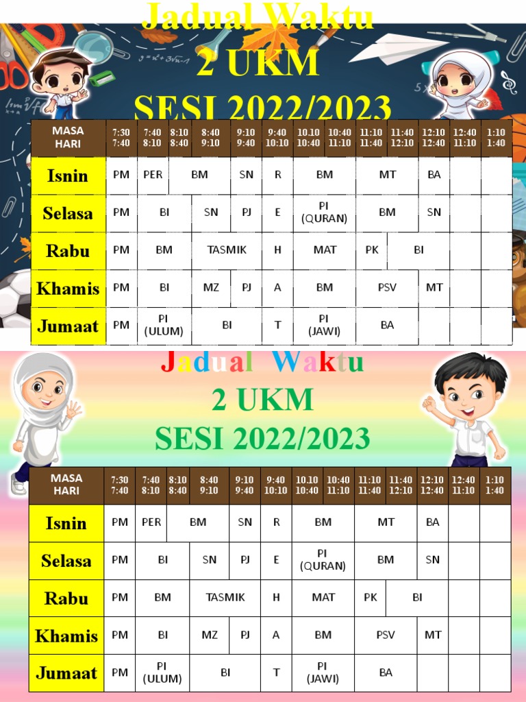 Jadual Waktu Kelas 2 UKM | PDF