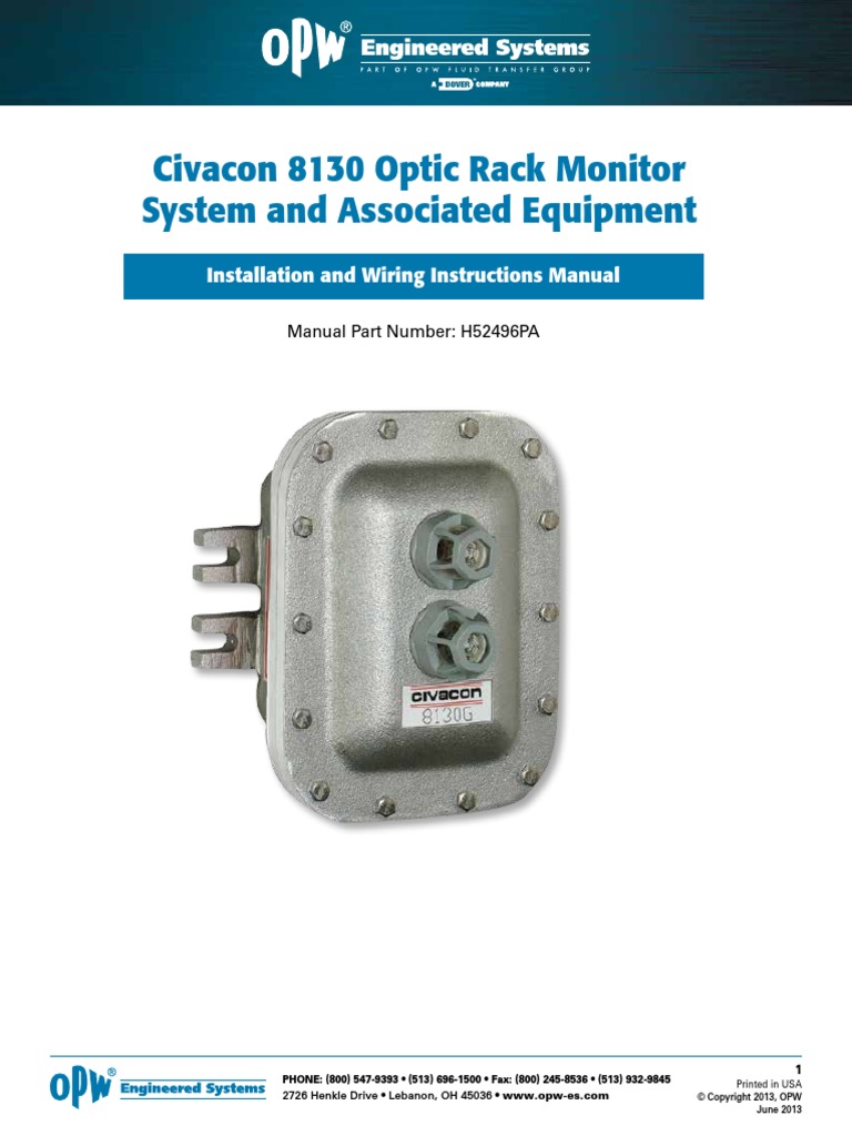 Civacon 8130 Optic Rack Monitor | PDF | Electrical Connector ...