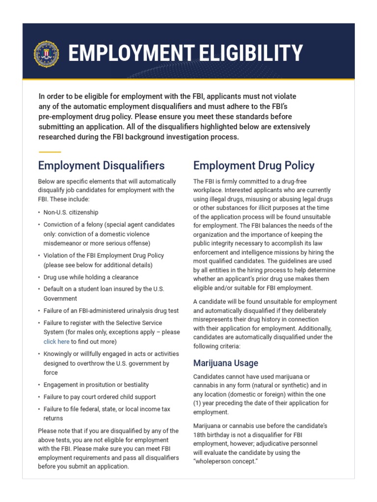 Guides - FBI Jobs Eligibility Guide 2022 | PDF | Psychoactive Drugs ...