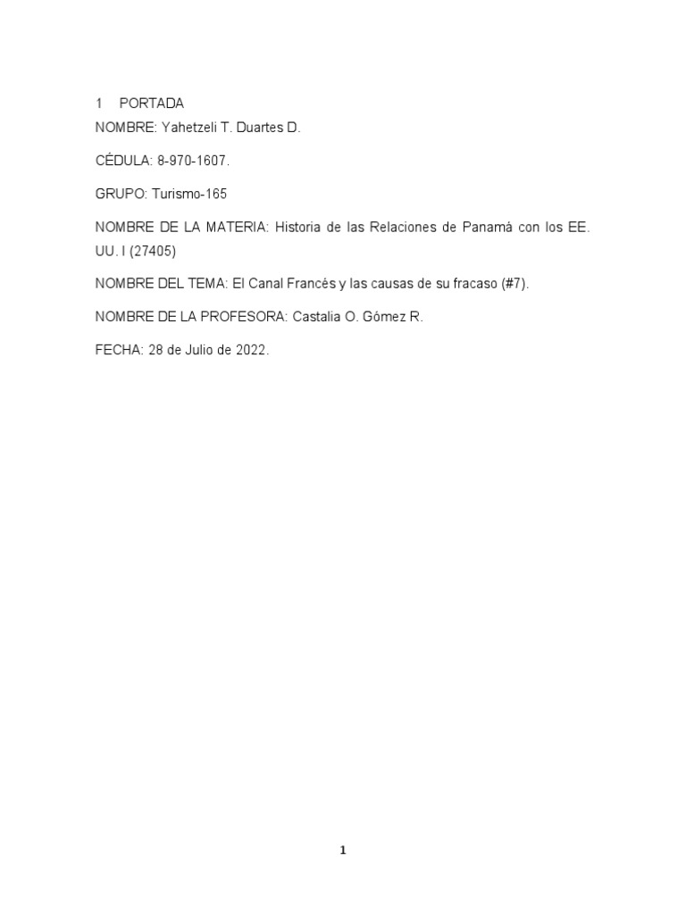El Canal Frances y Las Causas de Su Fracaso (Panamá) | PDF | canal de Panama | Canal