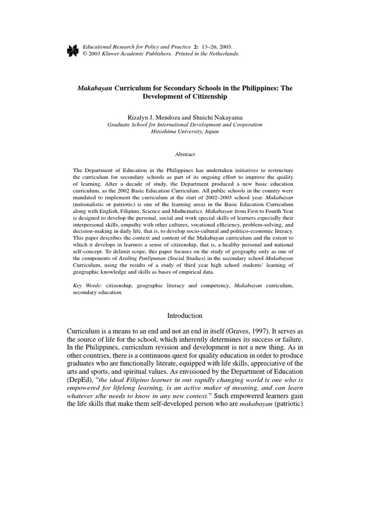 Makabayan Curriculum For Secondary Schoo | PDF | Teaching Method ...