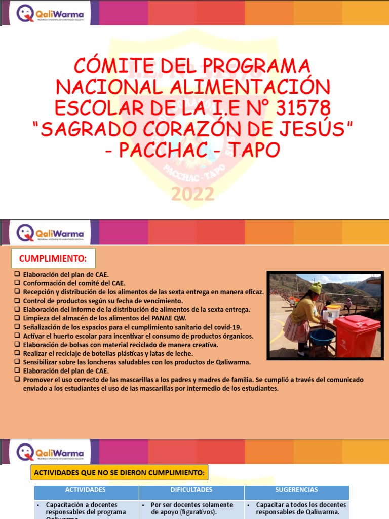 Informe 2022 del Programa de Alimentación Escolar | PDF | Alimentos | Comida y bebida