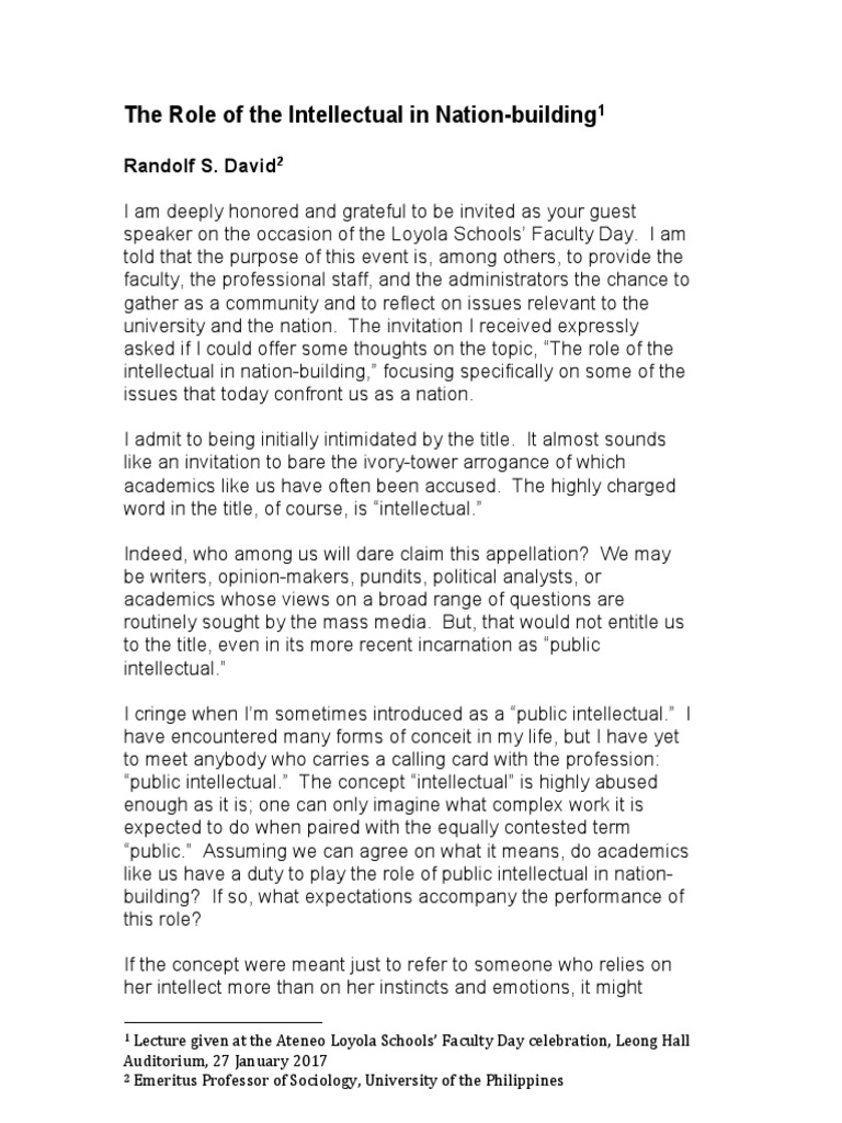 The Role and Responsibilities of the Public Intellectual in Nation ...