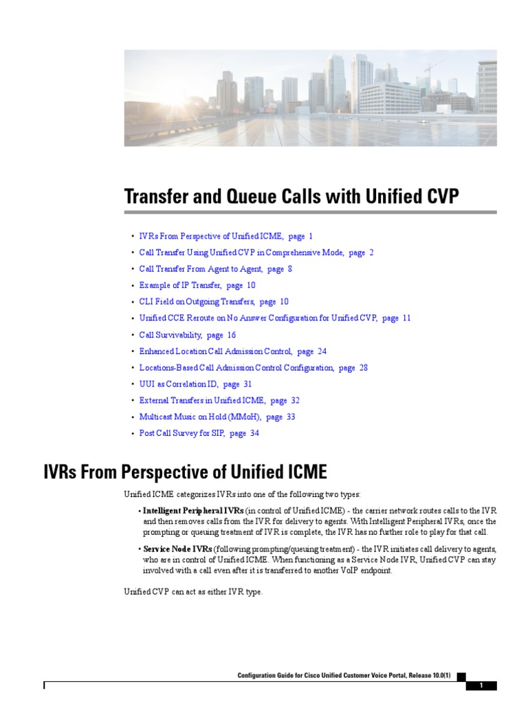 Transfer and Queue Calls With Unified CVP: Ivrs From Perspective of Unified Icme | Download Free ...