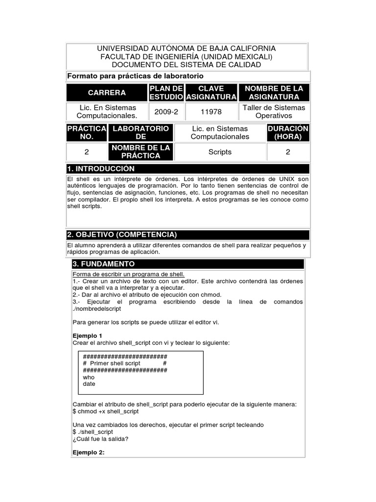 Practica 2 Scripts | PDF | Interfaz de línea de comando | Programa de computadora