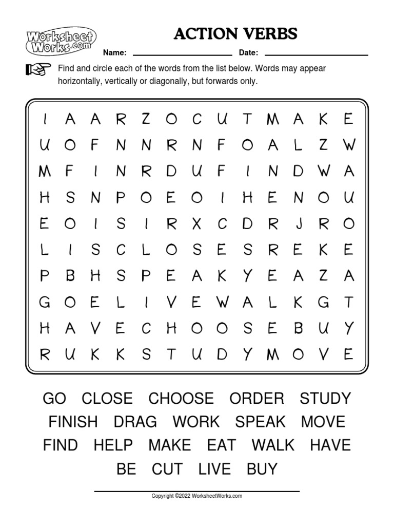WorksheetWorks ACTION VERBS 1 | PDF