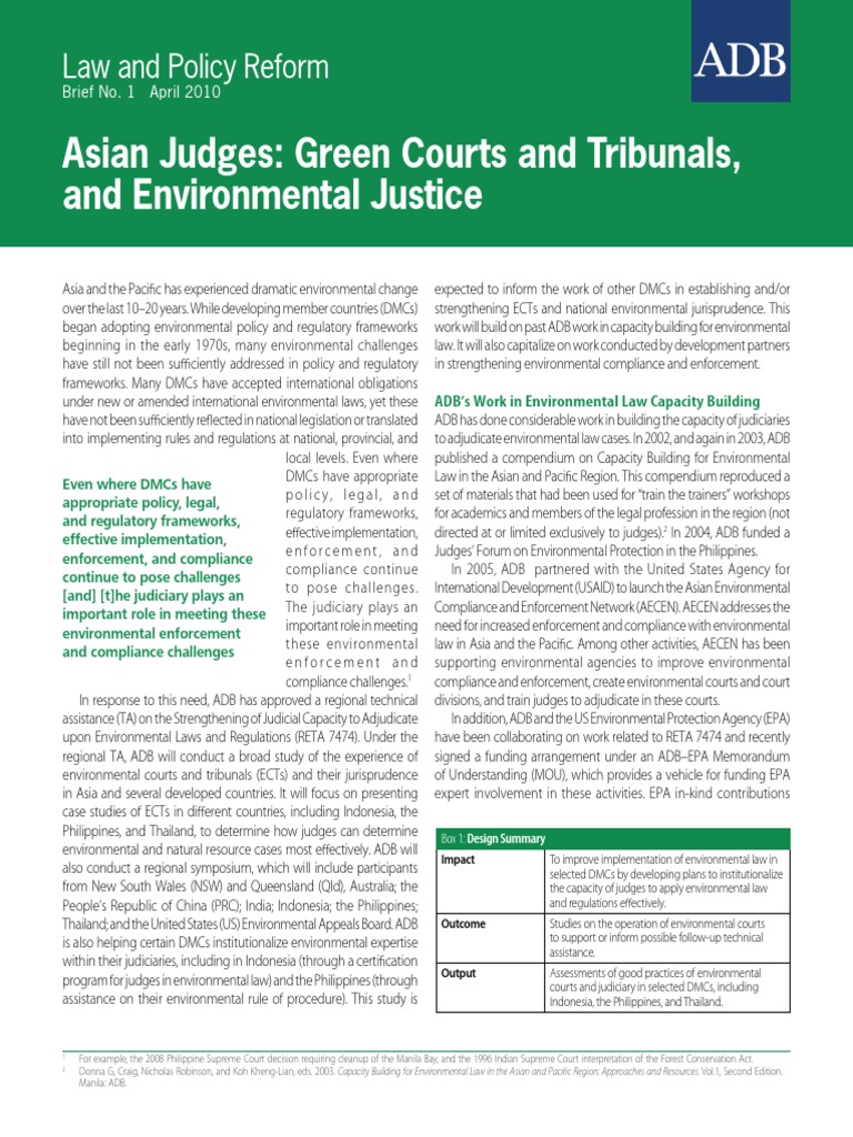 Asian Judges - Green Courts and Tribunals, and Environmental Justice ... Asian Judges - Green Courts and Tribunals, and Environmental Justice ...
