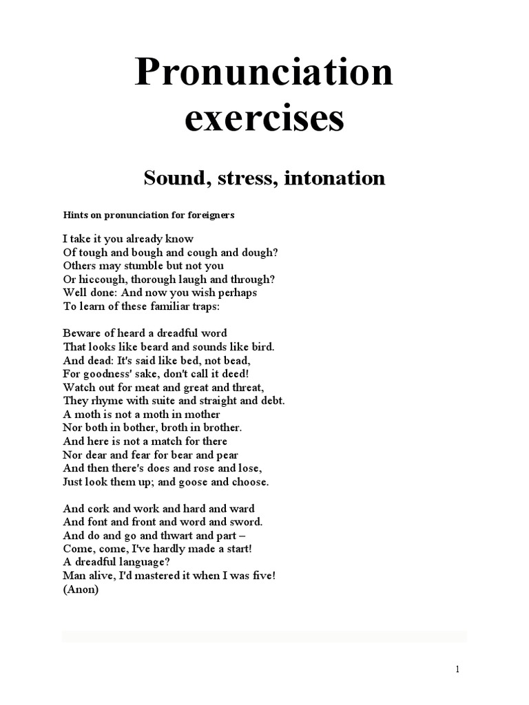 Pronunciation Exercises | PDF | Phonetics