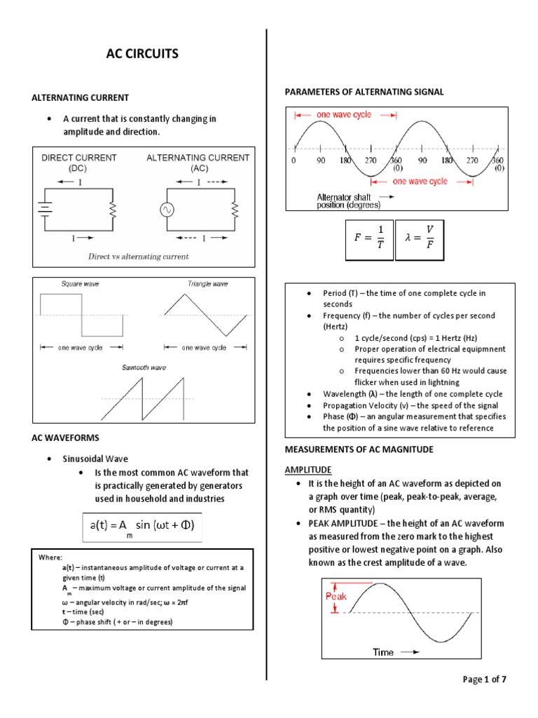 AC CIRCUITS Reviewer | PDF | Electrical Impedance | Amplitude