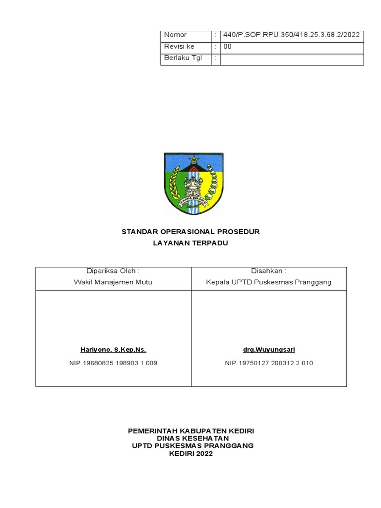 Sop Layanan Terpadu | PDF