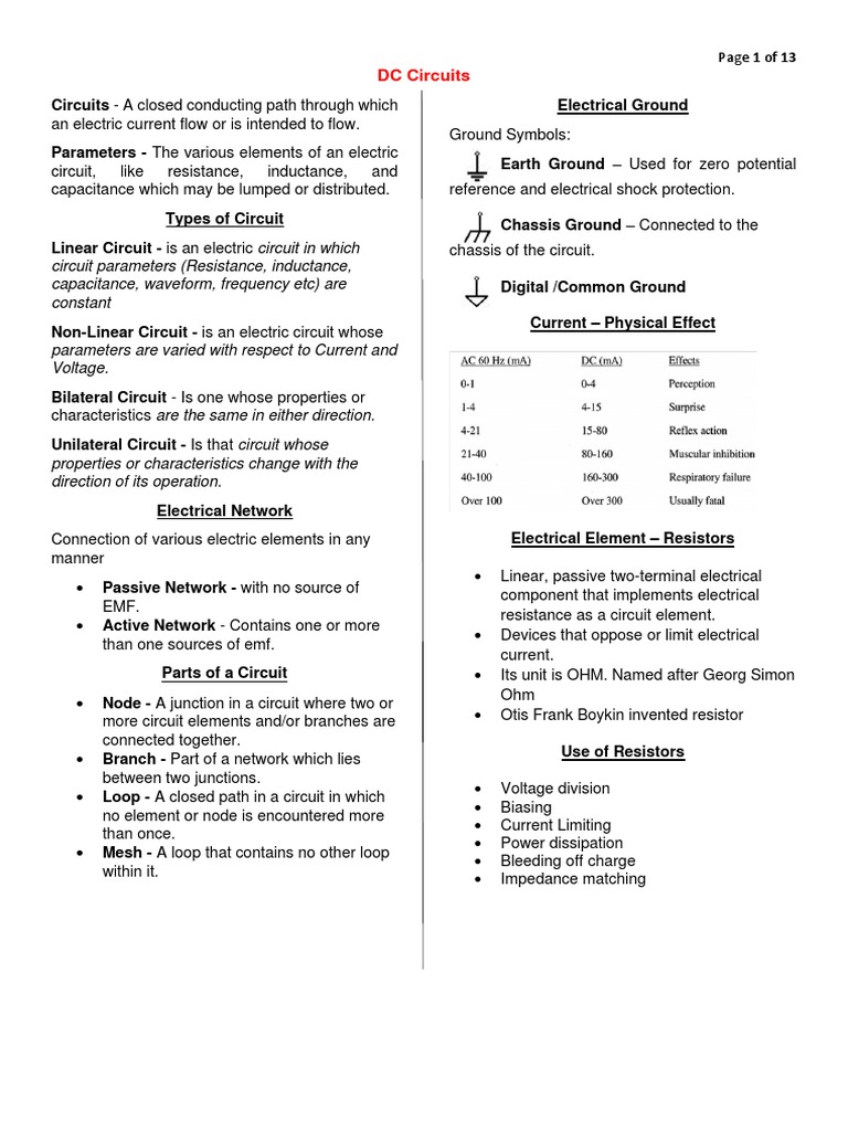 DC Circuits Reviewer | PDF | Inductor | Capacitor