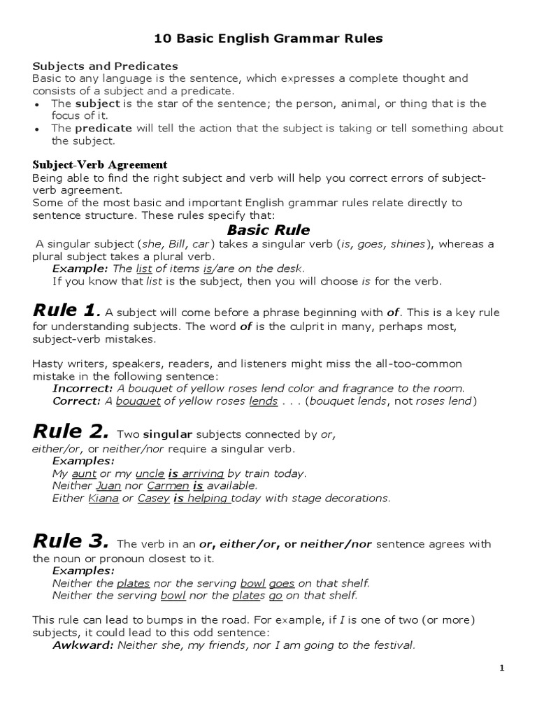 Subject-Verb Agreement Essentials | PDF | Grammatical Number | Verb