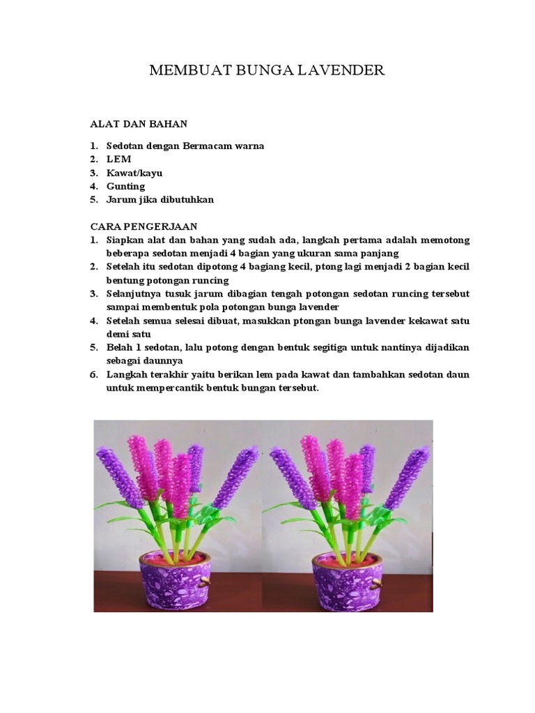 Cara Membuat Bunga Lavender dari Sedotan | PDF