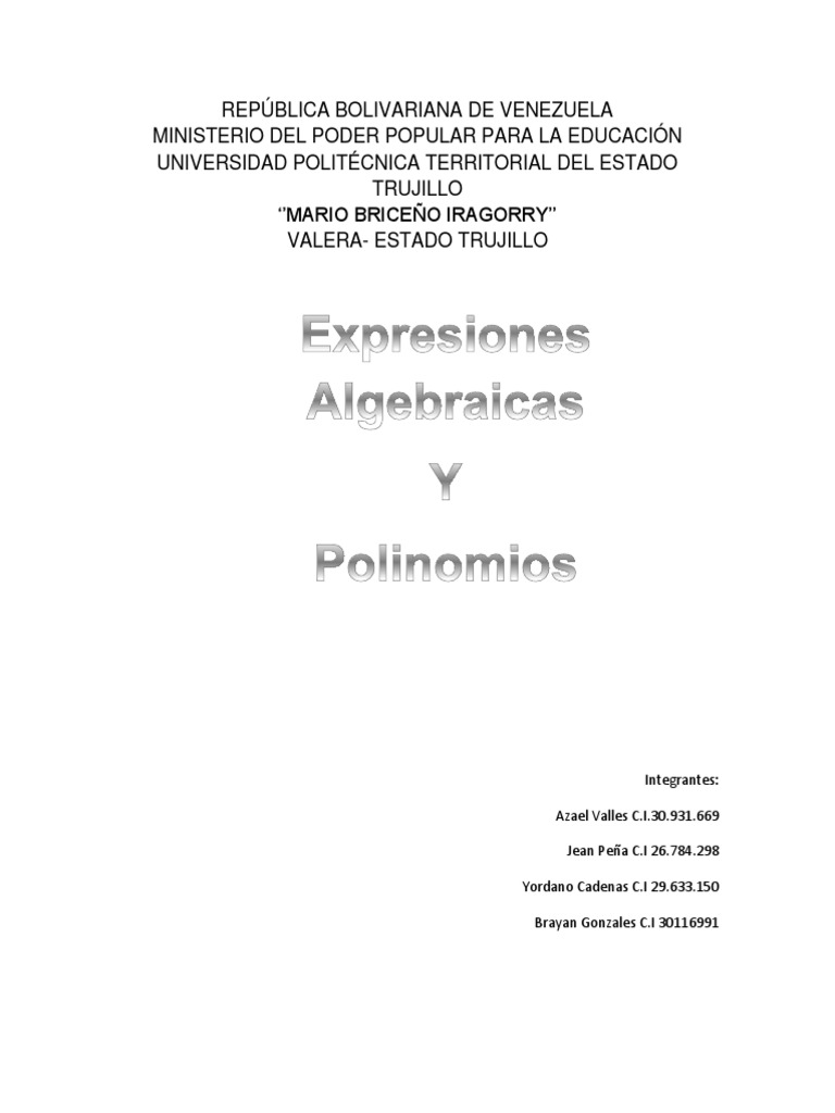 Expresiones Algebraicas | PDF | Factorización | Álgebra abstracta