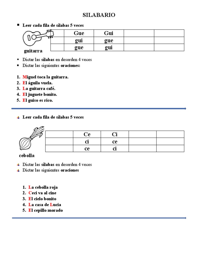 SILABARIO Gue, Gui, Ce, Ci, Ge, Gi, Güe, Güi | PDF