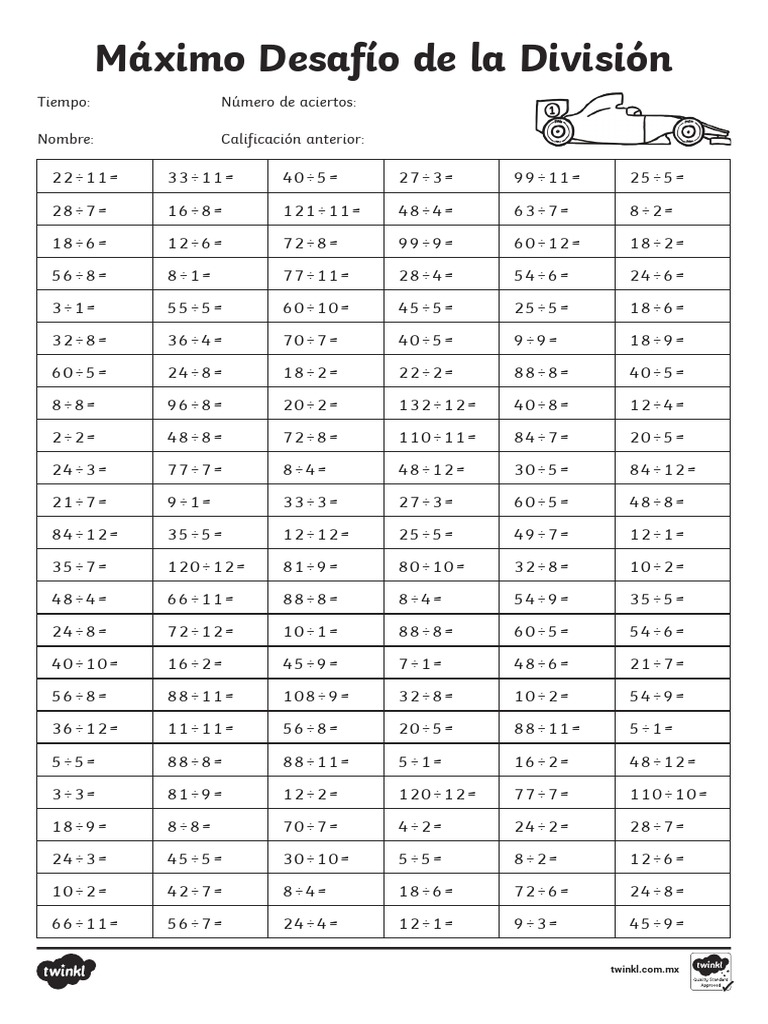 Fichas de Desafios Con La Division | PDF