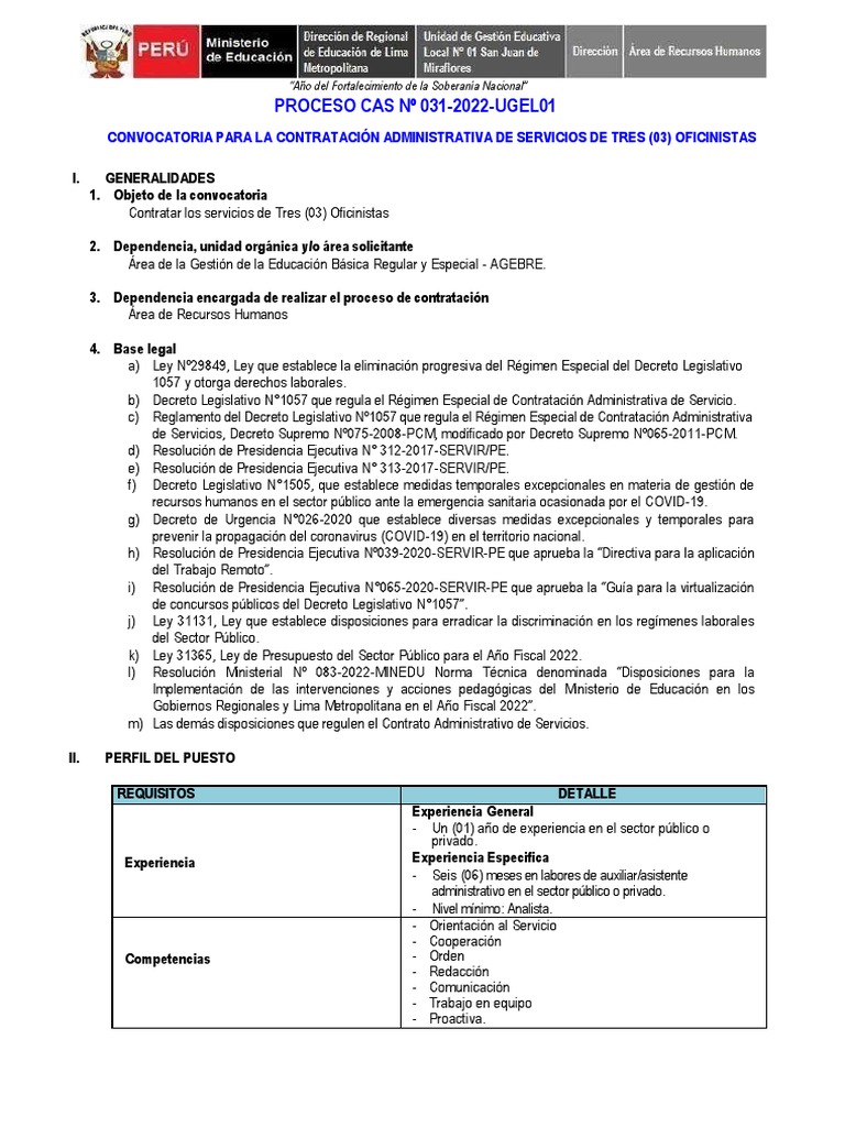 Proceso CAS #031 2022 UGEL01 - 09 05 2022 | PDF | Titulo academico