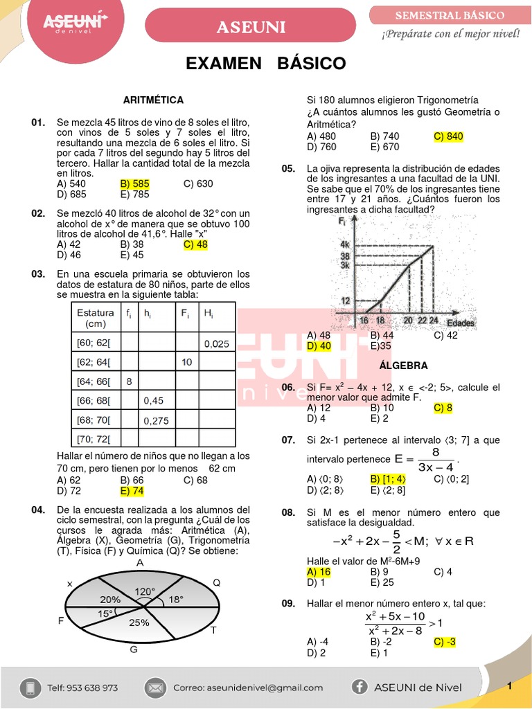 Claves Examen Semestral Basico 22-10 | PDF | Enlace químico | Triángulo