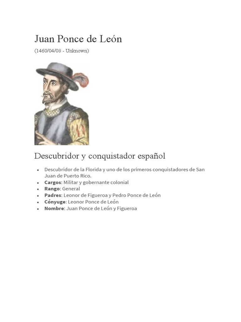 Juan Ponce de León Biografia | PDF