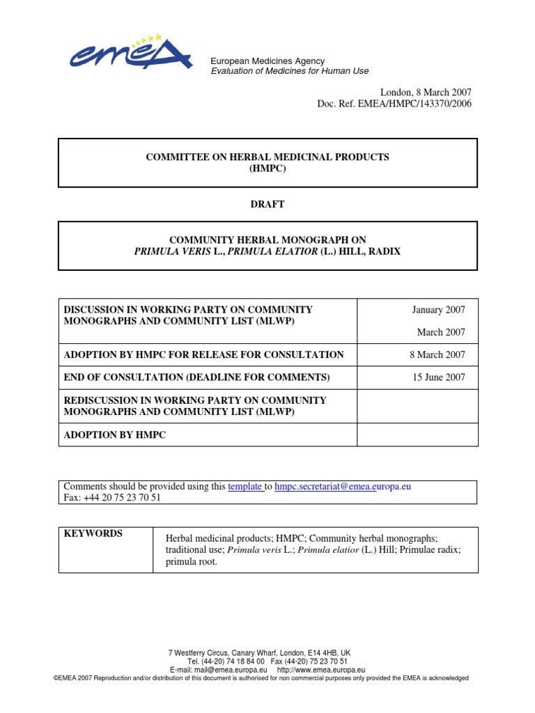 Primulae Radix | PDF | Herbalism | Pharmacology