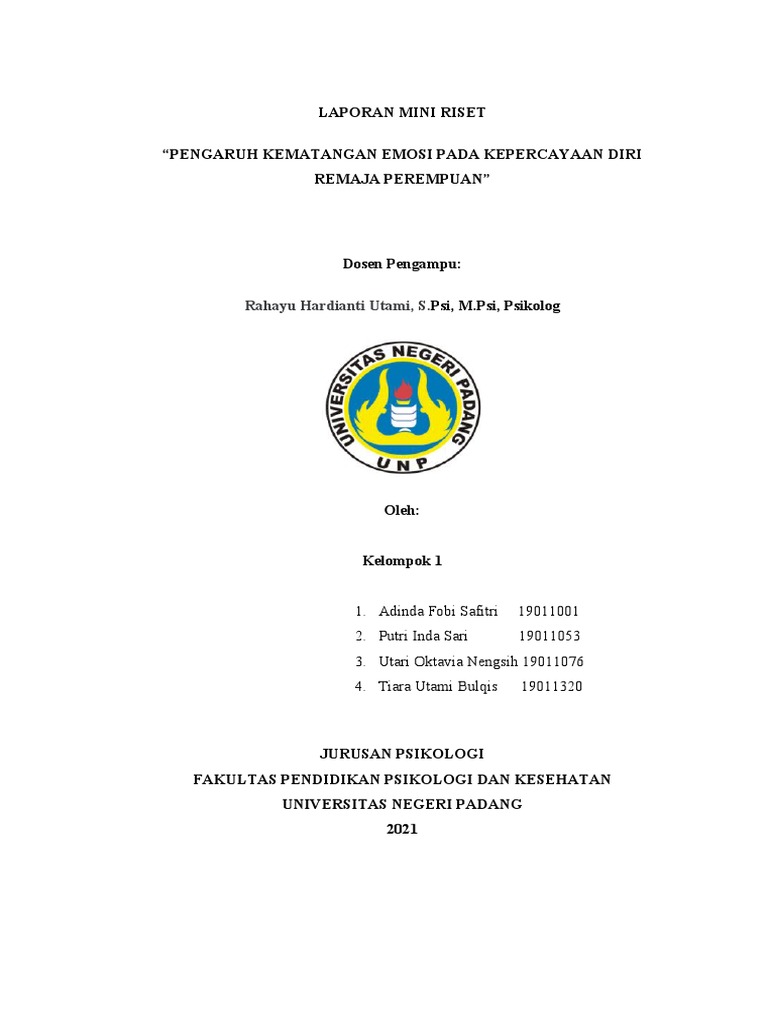Lap. Mini Riset Kelompok 1 | PDF | Pengembangan Diri