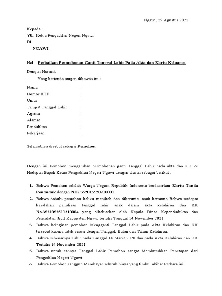 Contoh Surat Permohonan | PDF