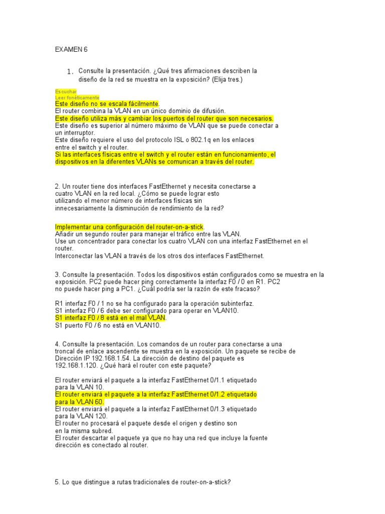 Examen 6 Pdf Enrutador Computación Conmutador De Red