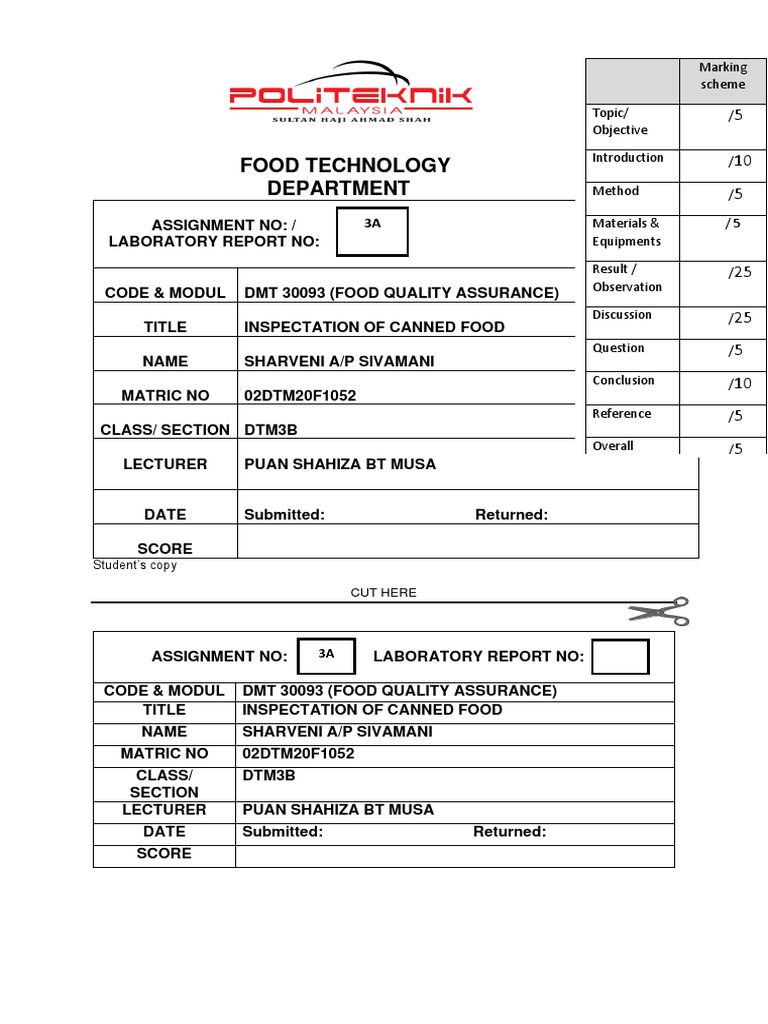 Inpectation of Canned Food GROUP E | PDF | Canning | Foods